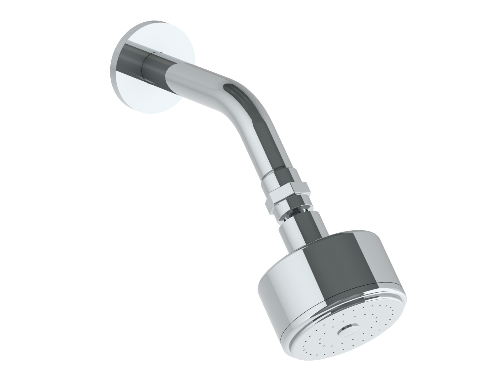 Wall Mounted Showerhead, 3" dia with 6" Arm and Flange | Watermark Designs