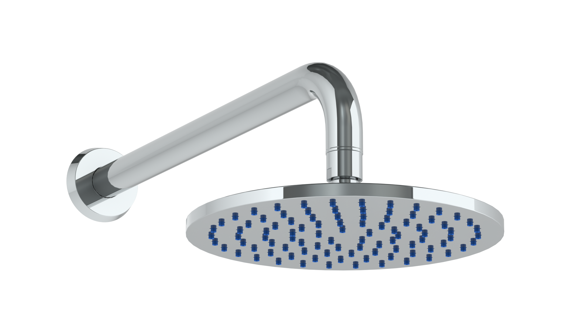 Wall Mounted Showerhead, 8" dia with 14" Arm and Flange | Watermark Designs