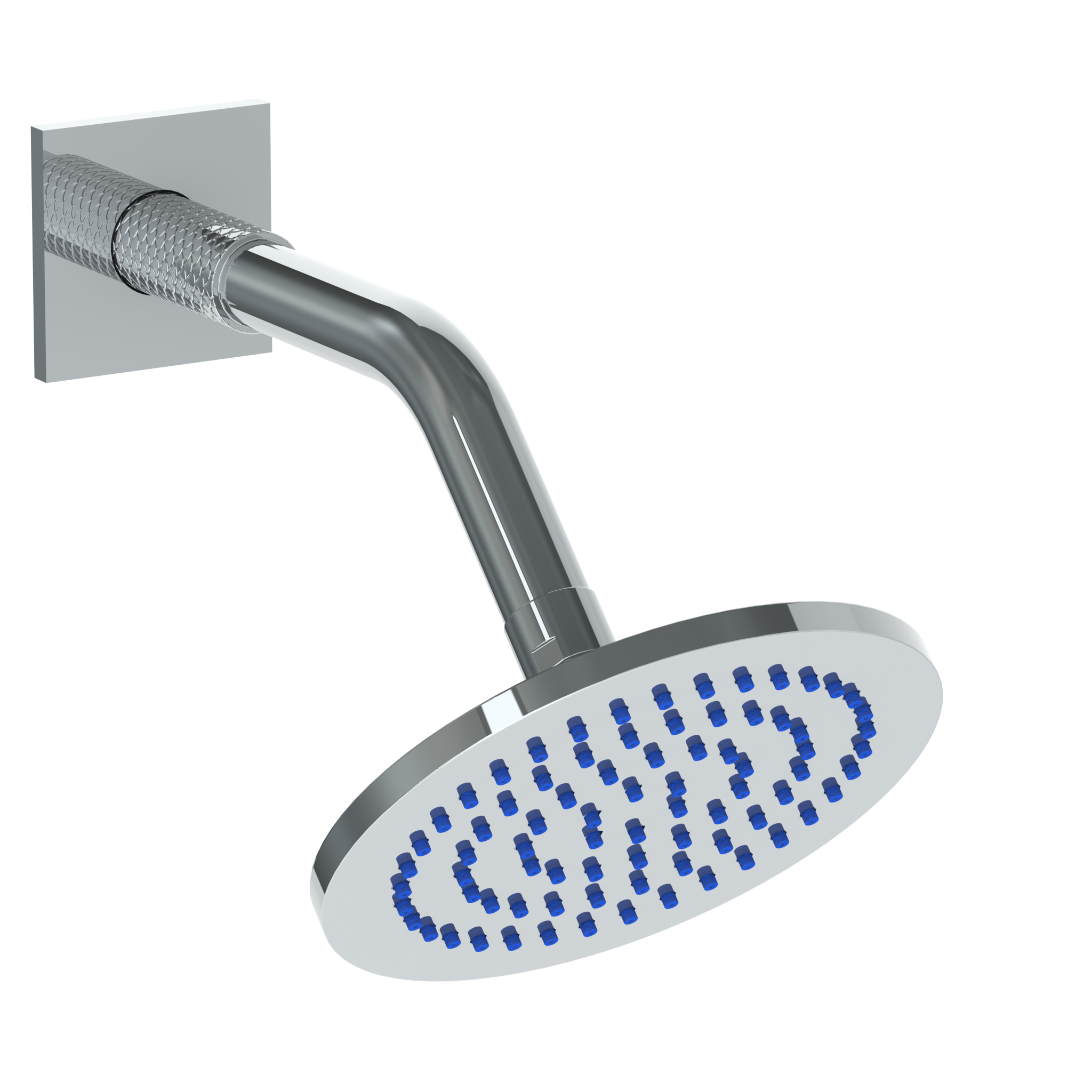 Wall Mounted Showerhead, 6" dia with 8" Arm and Flange | Watermark Designs
